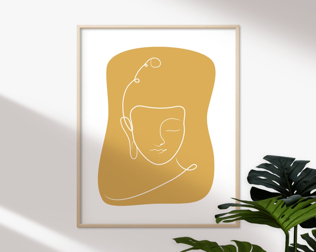 PRINTABLE Buddha One Line Art Drawing, Buddha Minimalistic Print ...