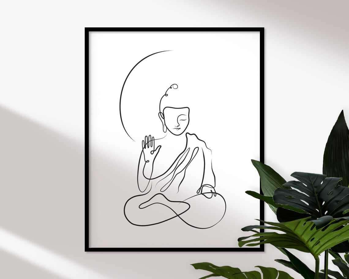PRINTABLE Meditating Buddha Line Art Peaceful Wall Art - Etsy