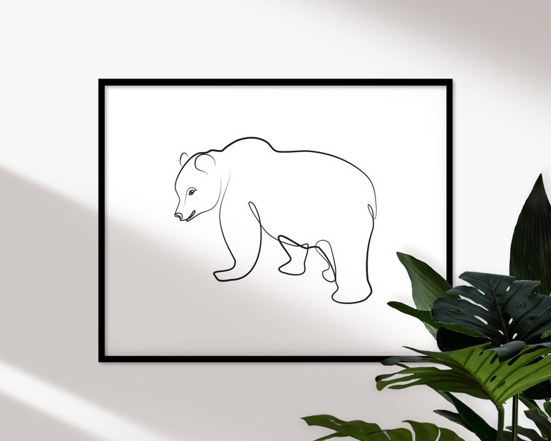PRINTABLE Bear Single Line Drawing Grizzly Bear Art Animal - Etsy