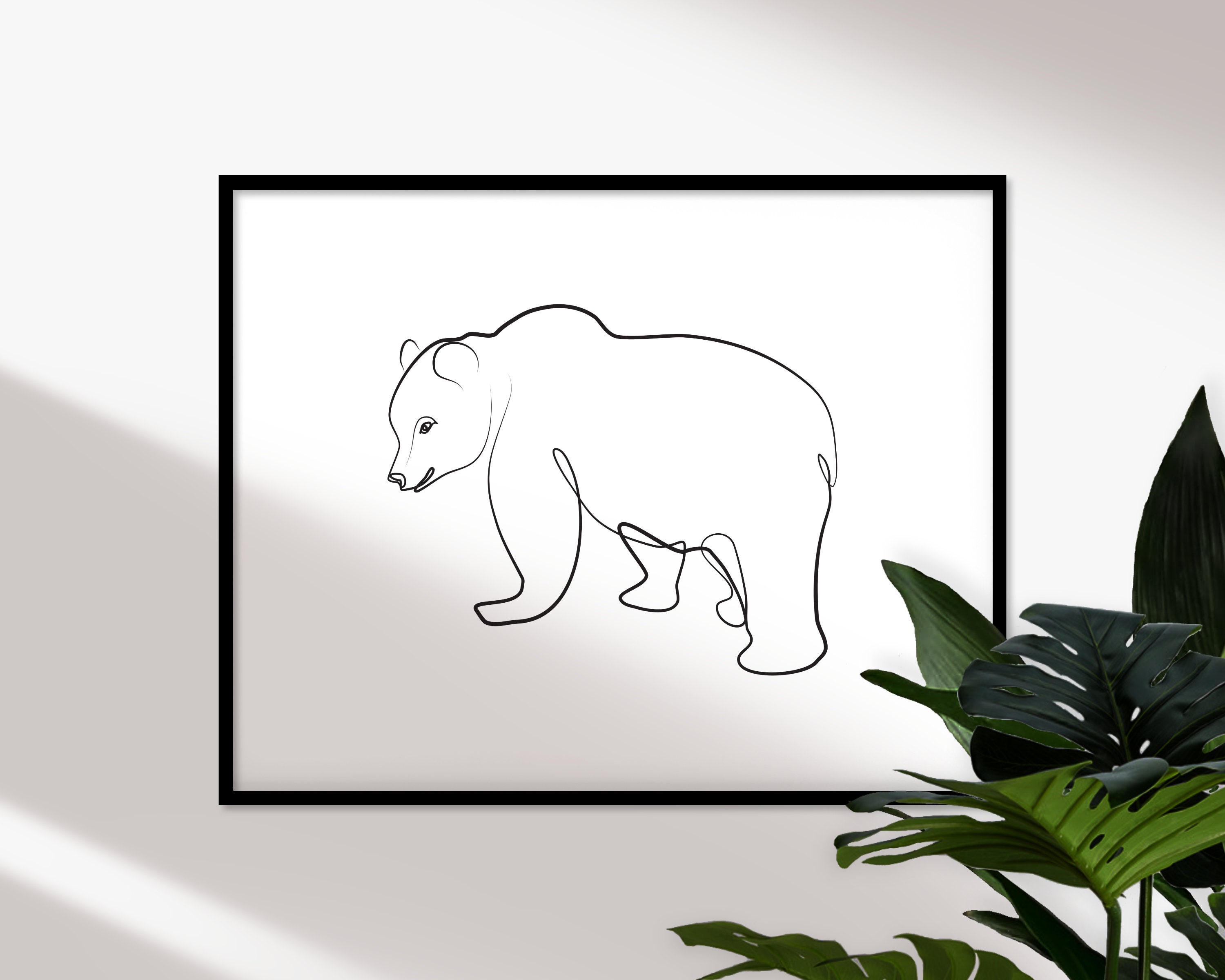 PRINTABLE Bear Single Line Drawing, Grizzly Bear Art, Animal Print Bear ...