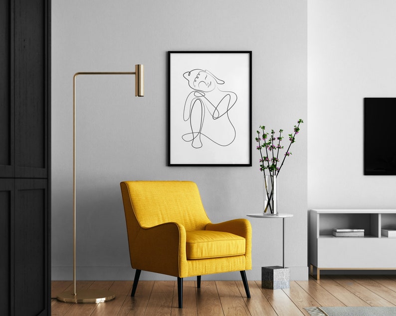 PRINTABLE Buddha Line Art, Peaceful Wall Art, Calming Wall Art for ...