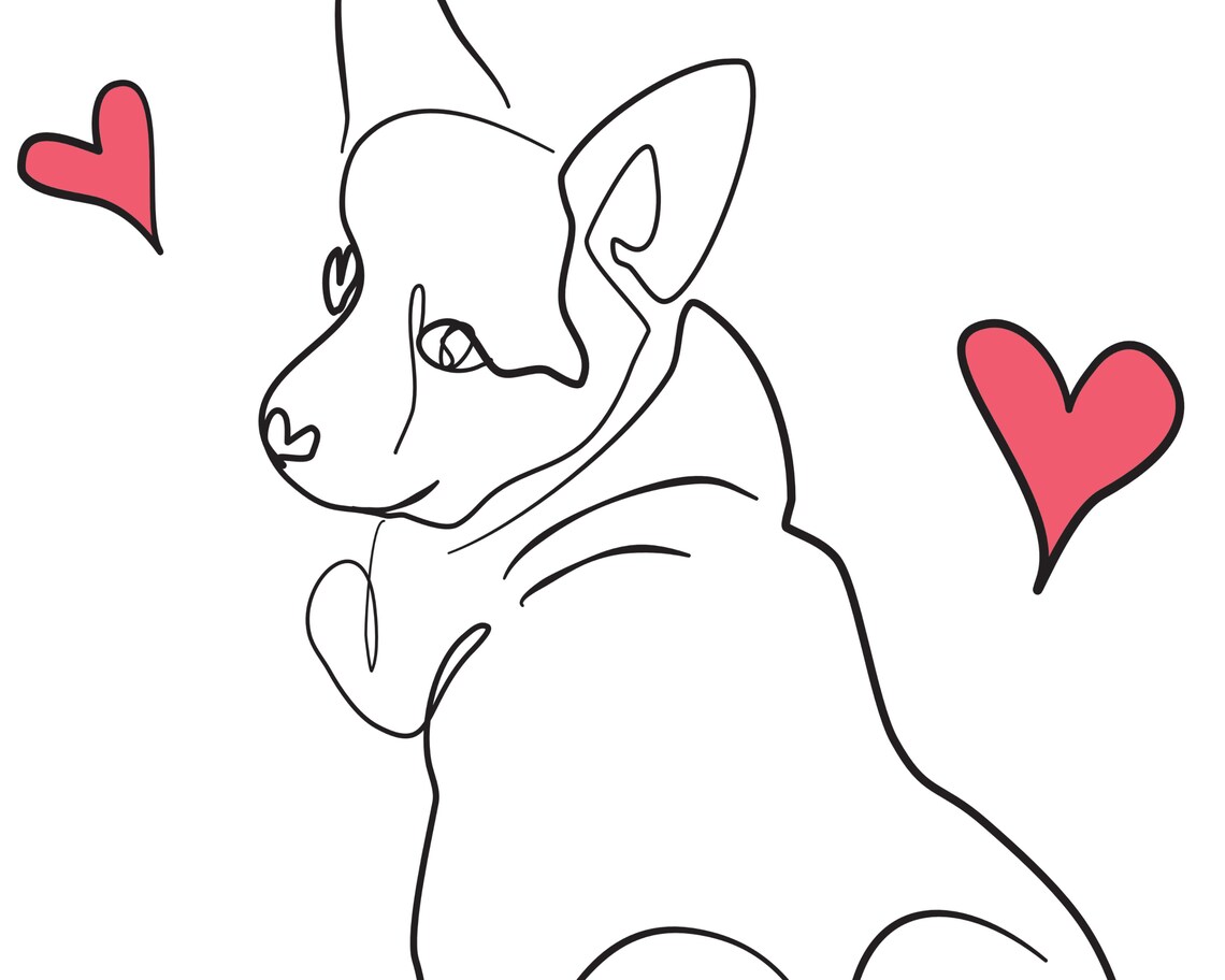 PRINTABLE Corgi Lover Line Art Corgi Decor Dog Wall Art Pet | Etsy