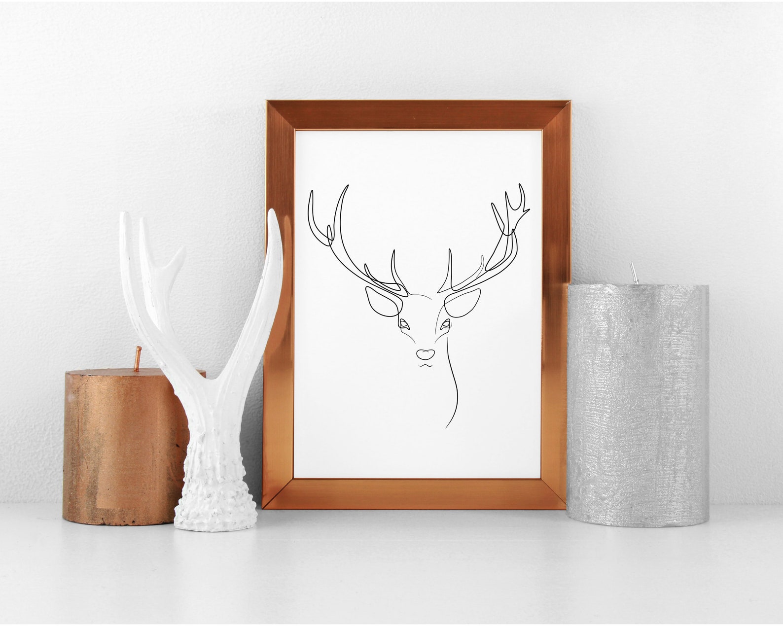 Stag Head Printable, Stag Wall Art Print, Deer Line Art, Deer Wall Art ...