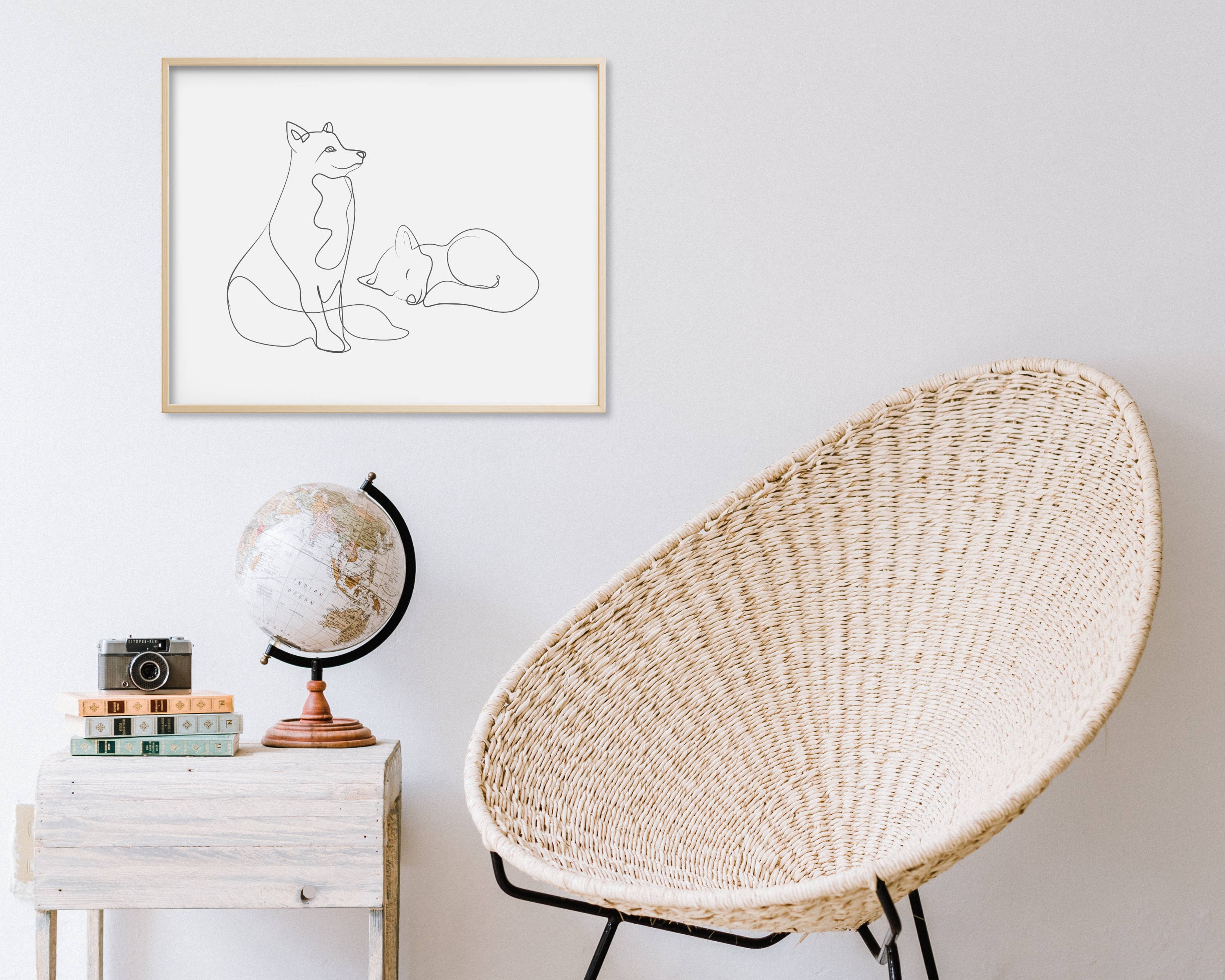 PRINTABLE Fox Line Art Cute Fox Decor for Home Animal Prints - Etsy