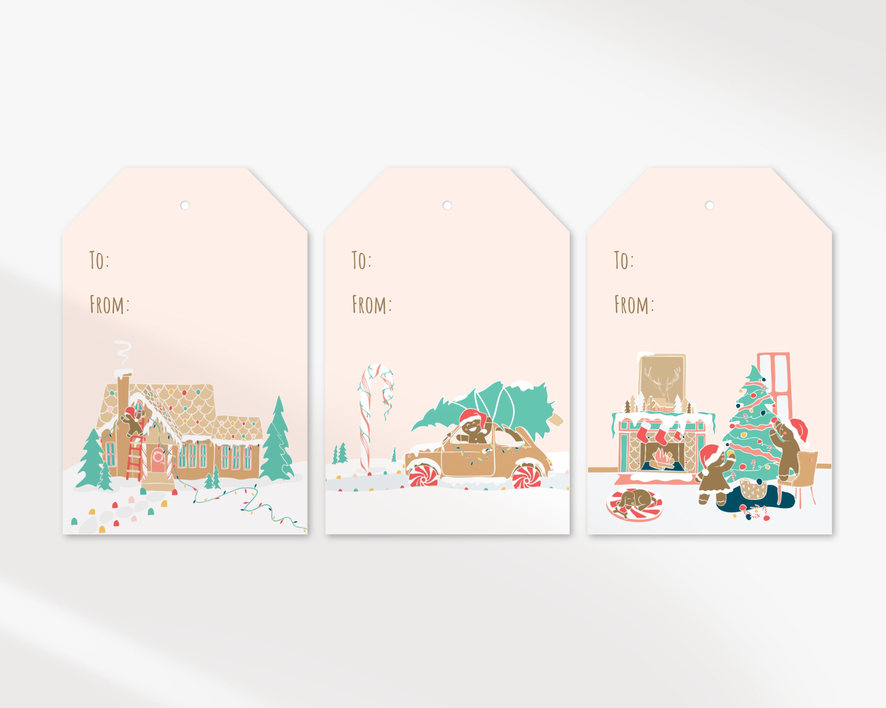 PRINTABLE Christmas Gift Tag, Gingerbread Print, Holiday Gift Label ...