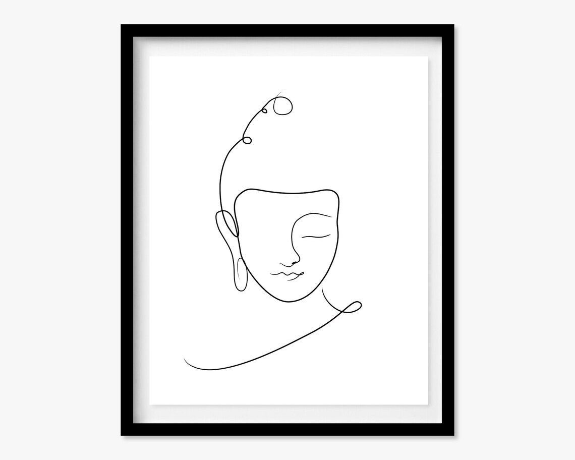 PRINTABLE Buddha Line Art Minimalistic Print Black and White - Etsy UK