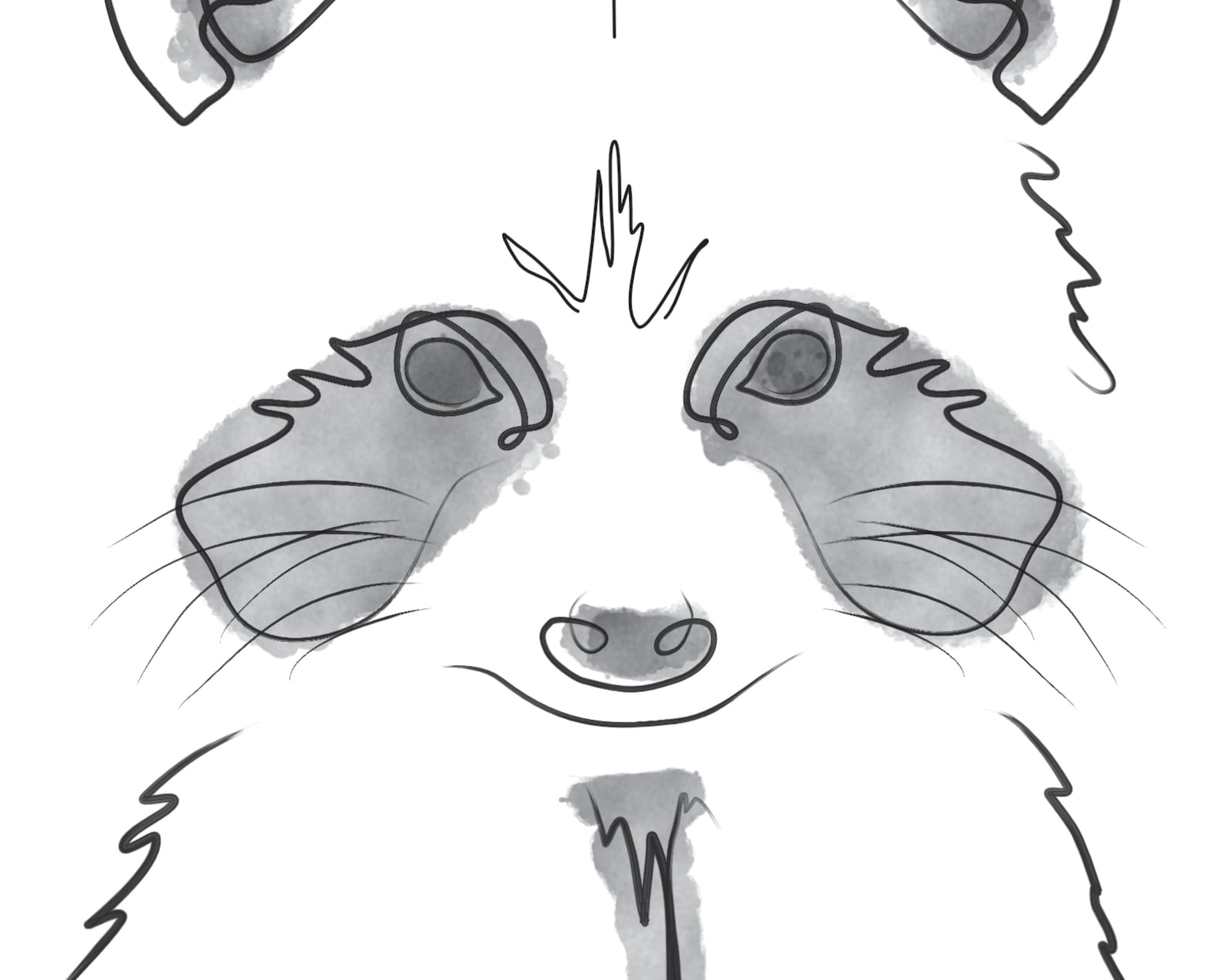 PRINTABLE Raccoon Line Art Black and White Minimalistic Print, Cute ...