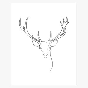 Stag Head Printable, Stag Wall Art Print, Deer Line Art, Deer Wall Art ...