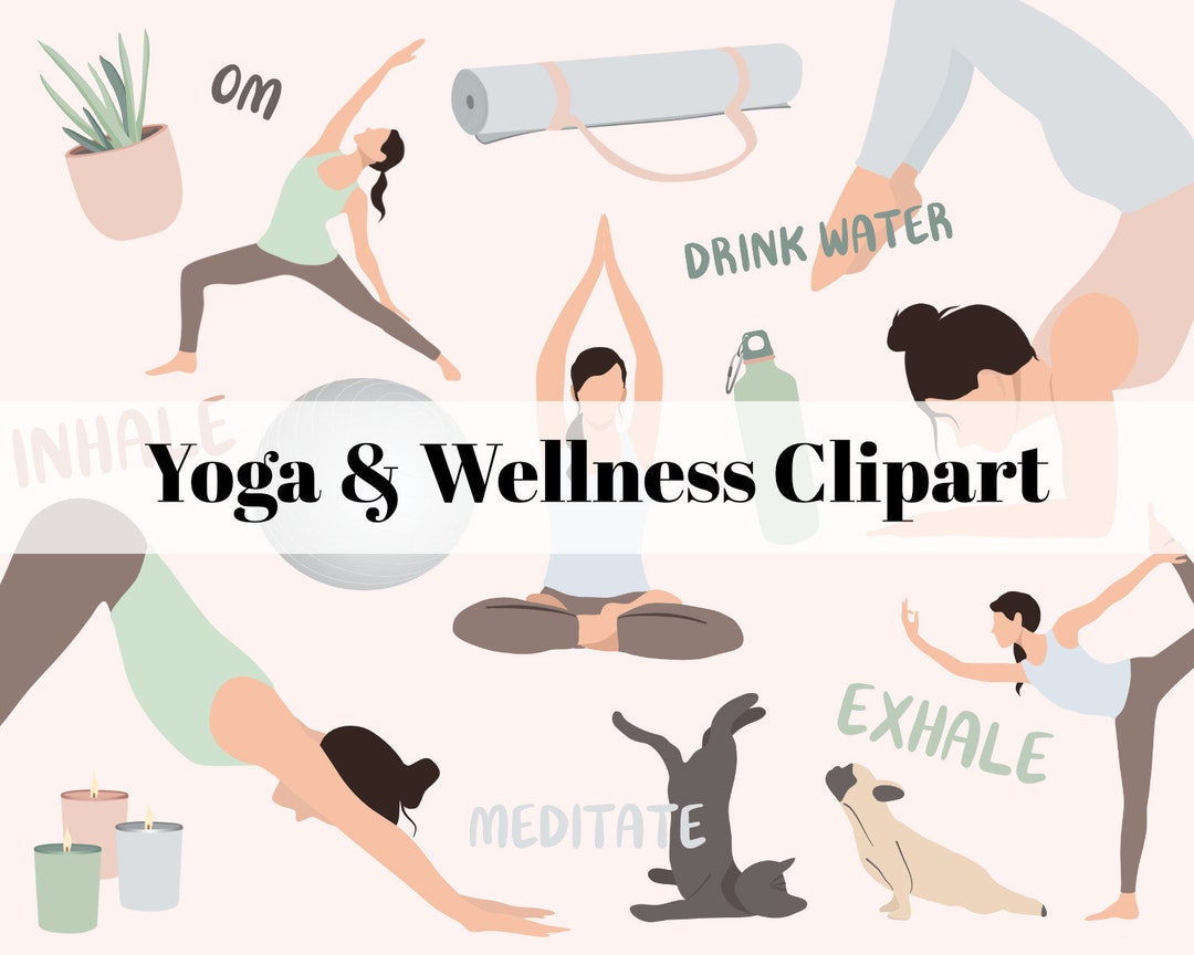 Yoga and Wellness Clipart Set, Fitness Digital Stickers for Planner ...