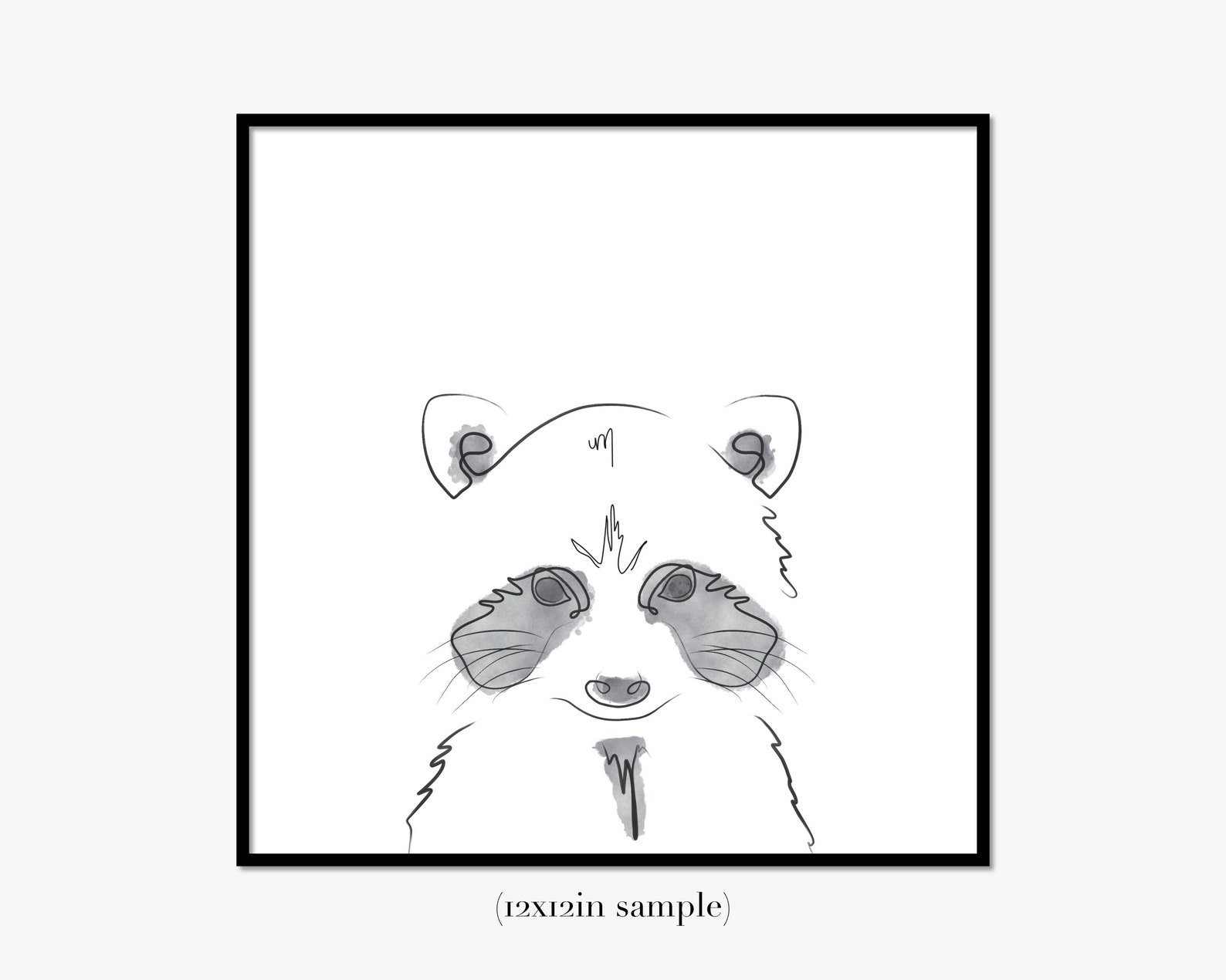 PRINTABLE Raccoon Line Art Black and White Minimalistic Print, Cute ...