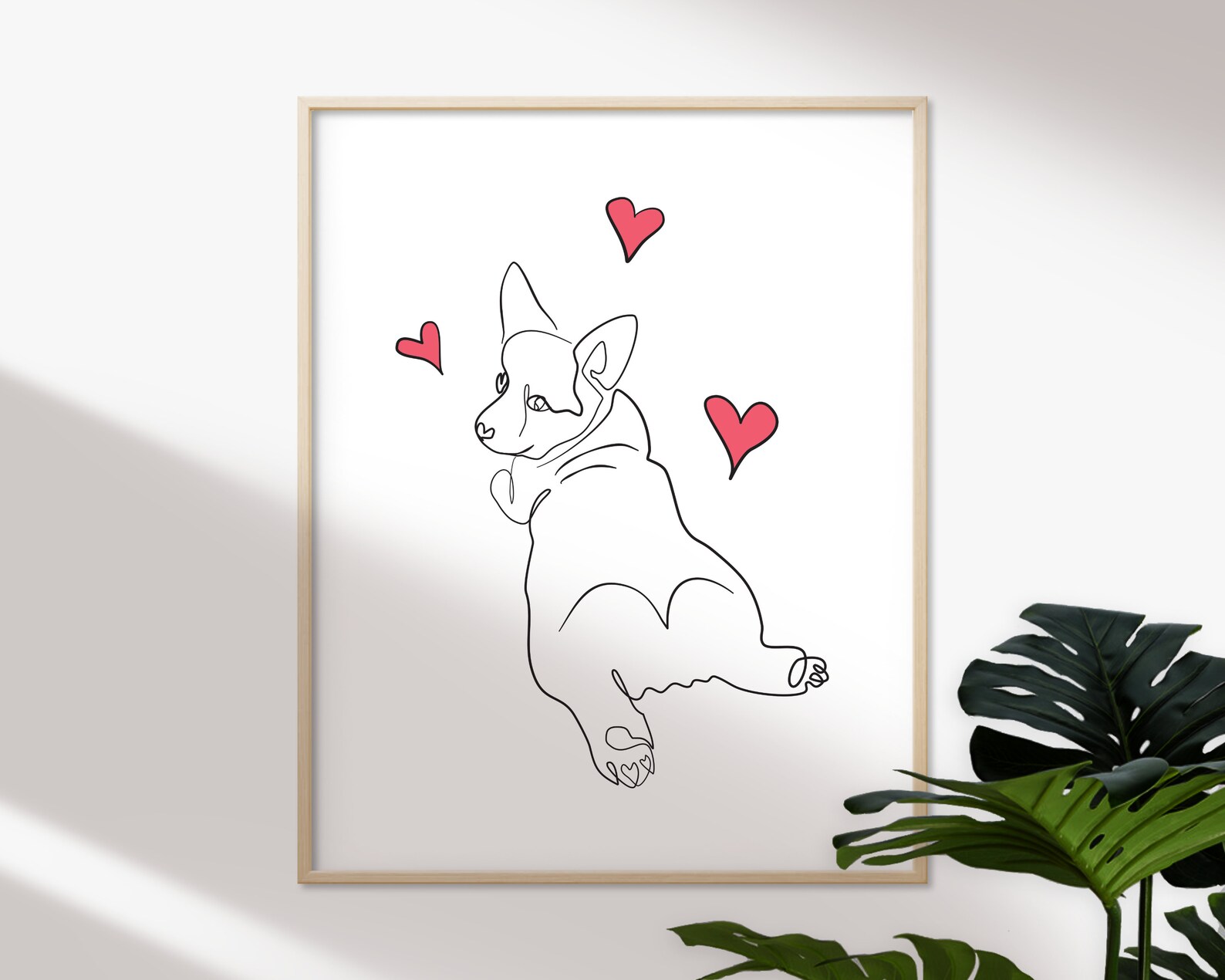 PRINTABLE Corgi Lover Line Art, Corgi Decor, Dog Wall Art, Pet Drawing ...