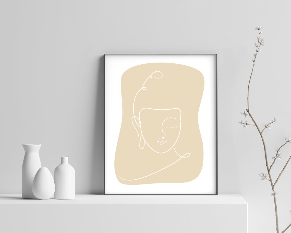 PRINTABLE Buddha One Line Art Drawing, Buddha Minimalistic Print ...