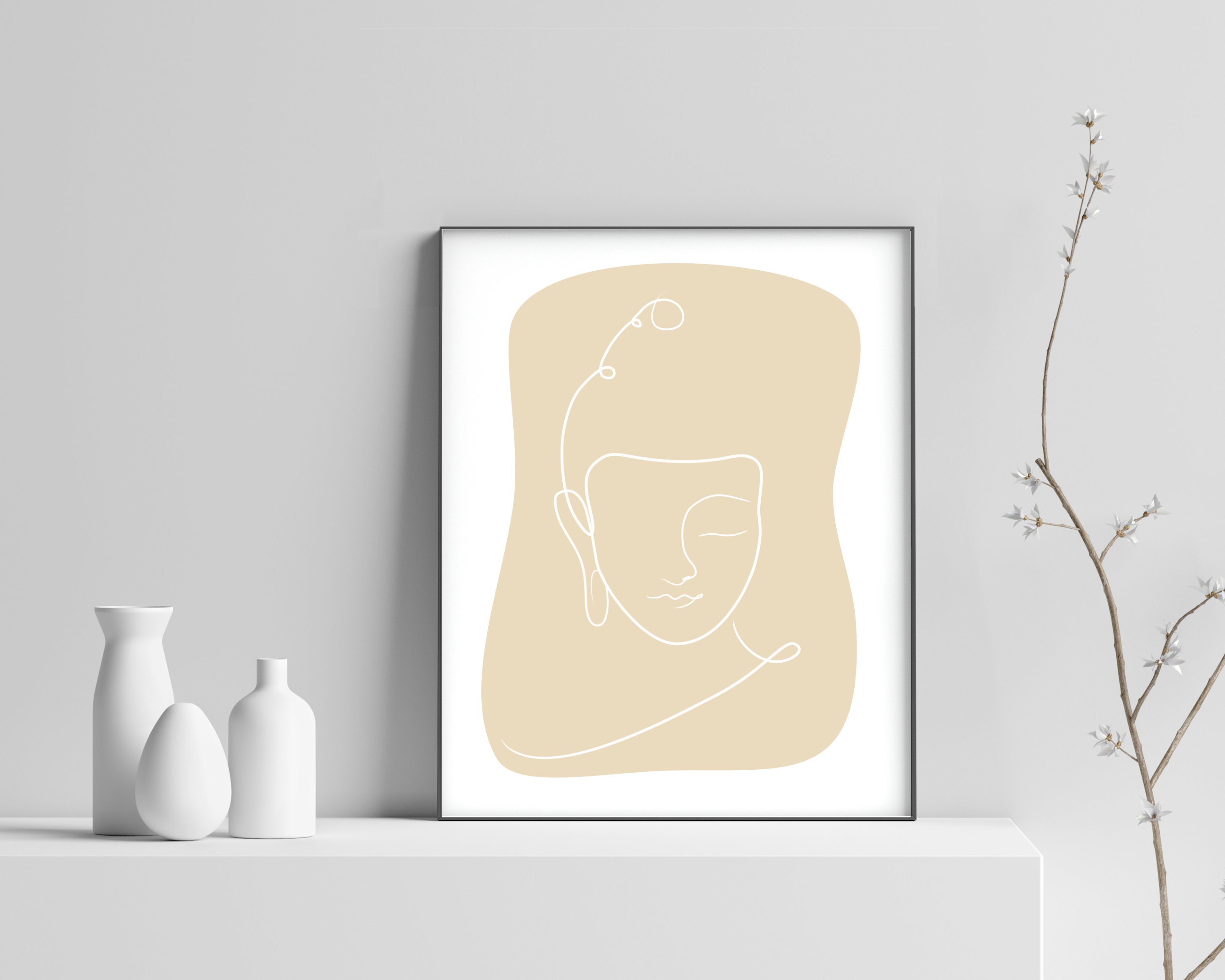 PRINTABLE Buddha One Line Art Drawing, Buddha Minimalistic Print ...