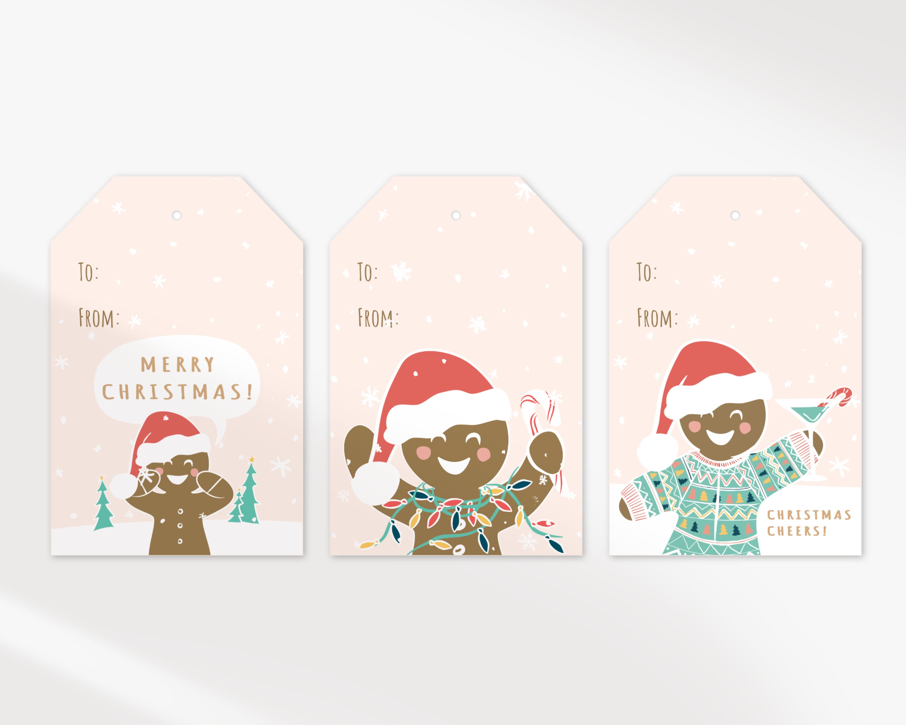 PRINTABLE Christmas Gift Tag, Gingerbread Print, Holiday Gift Label ...