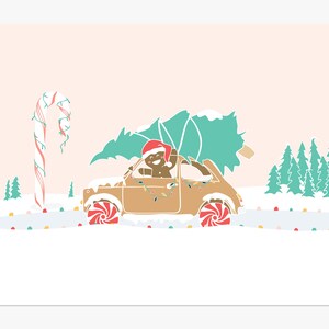 PRINTABLE Gingerbread Car With Tree Print, Home Decor Prints, Winter ...