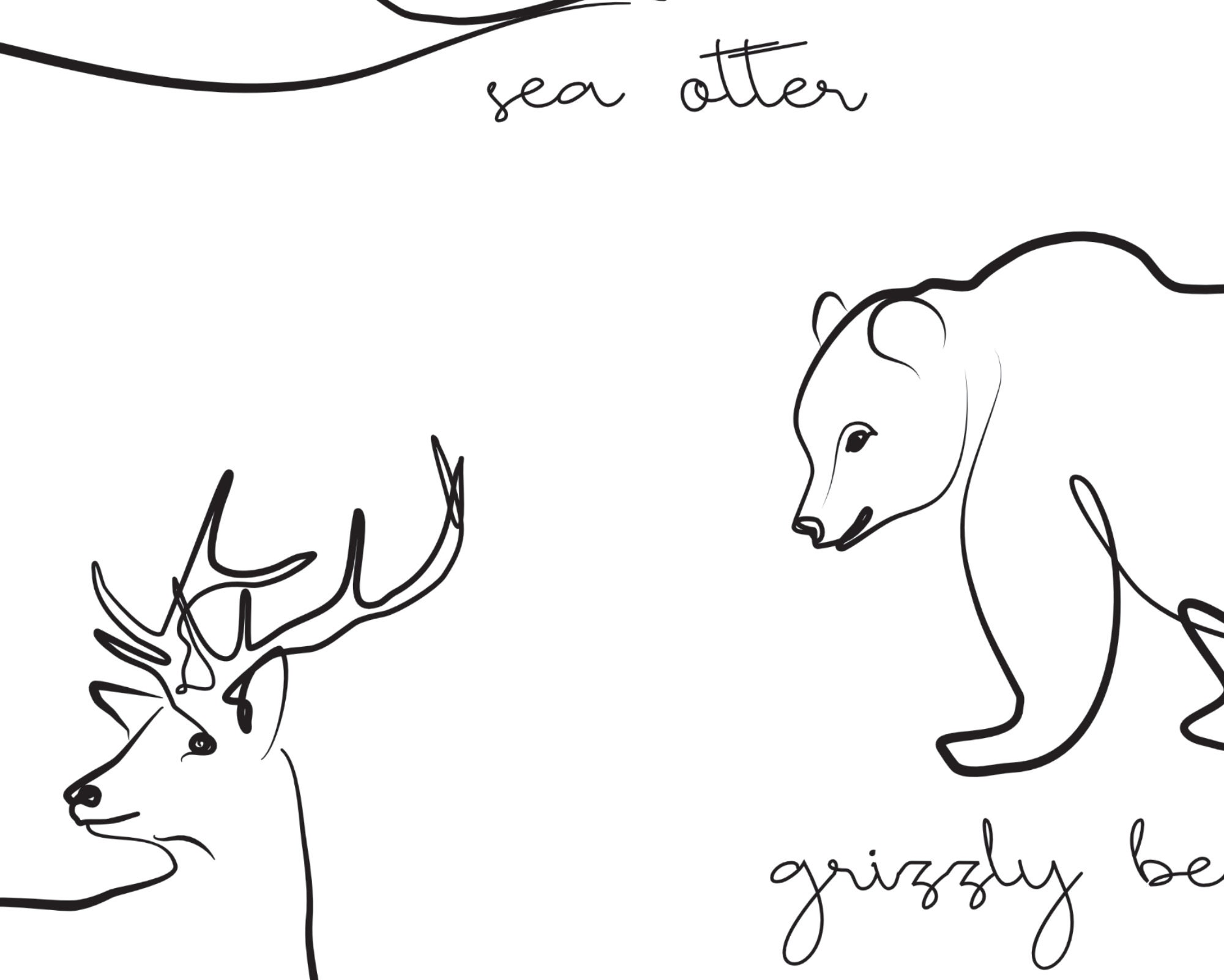 PRINTABLE Canadian Wildlife Line Art Poster, Wildlife Wall Art, Canada ...