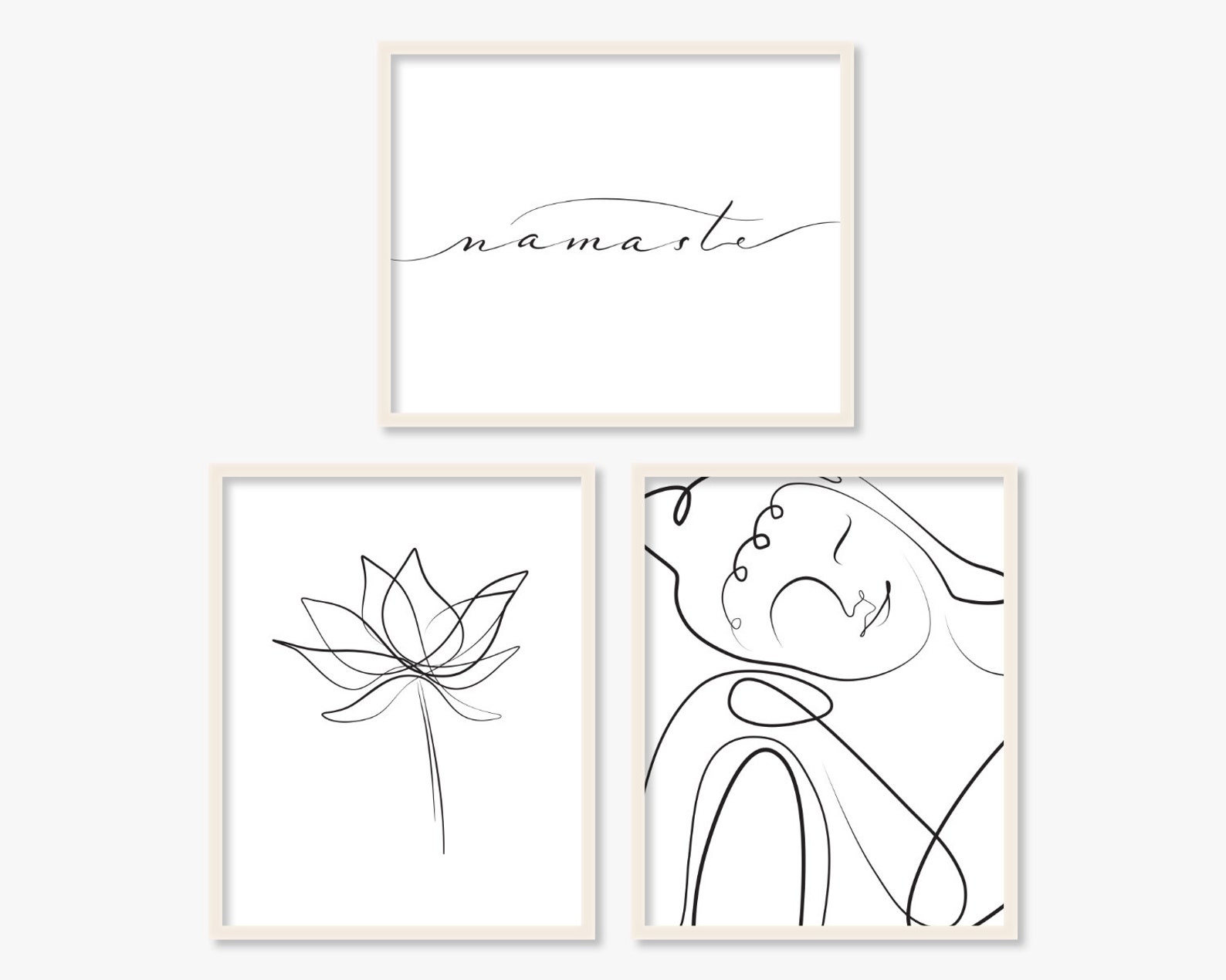 PRINTABLE Set of 3, Spiritual Wall Art, Buddha Line Art, Calming Wall ...