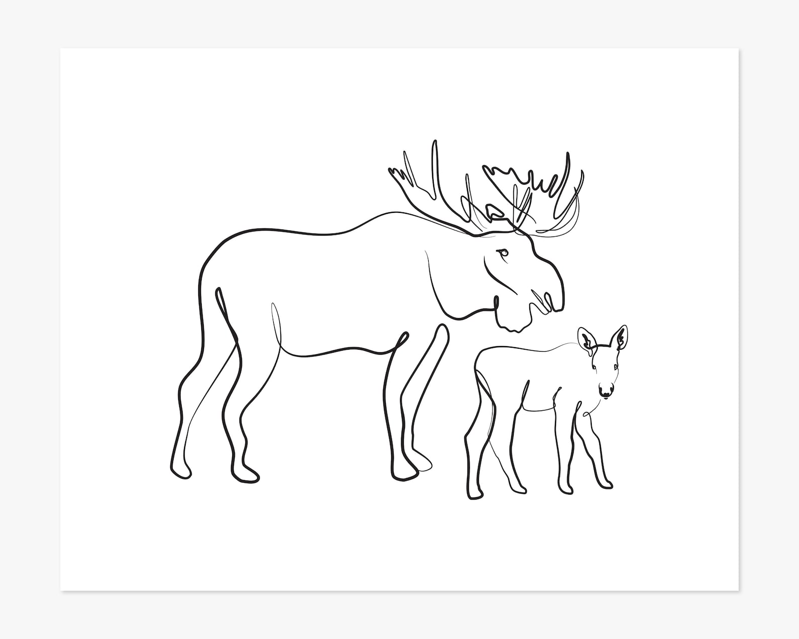 PRINTABLE Moose Line Drawing, Minimalist Line Art, Moose Single Line ...