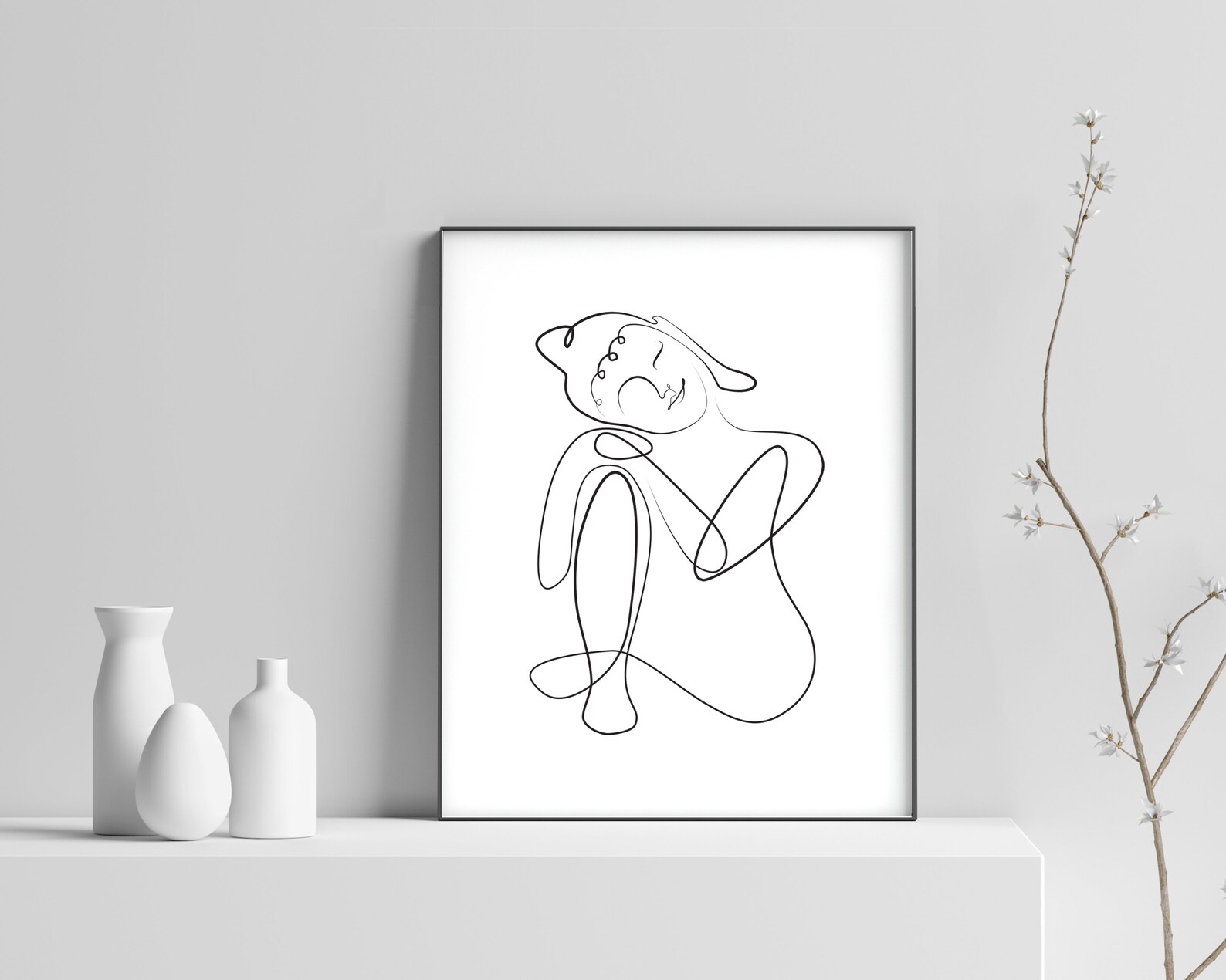 PRINTABLE Buddha Line Art, Peaceful Wall Art, Calming Wall Art for ...