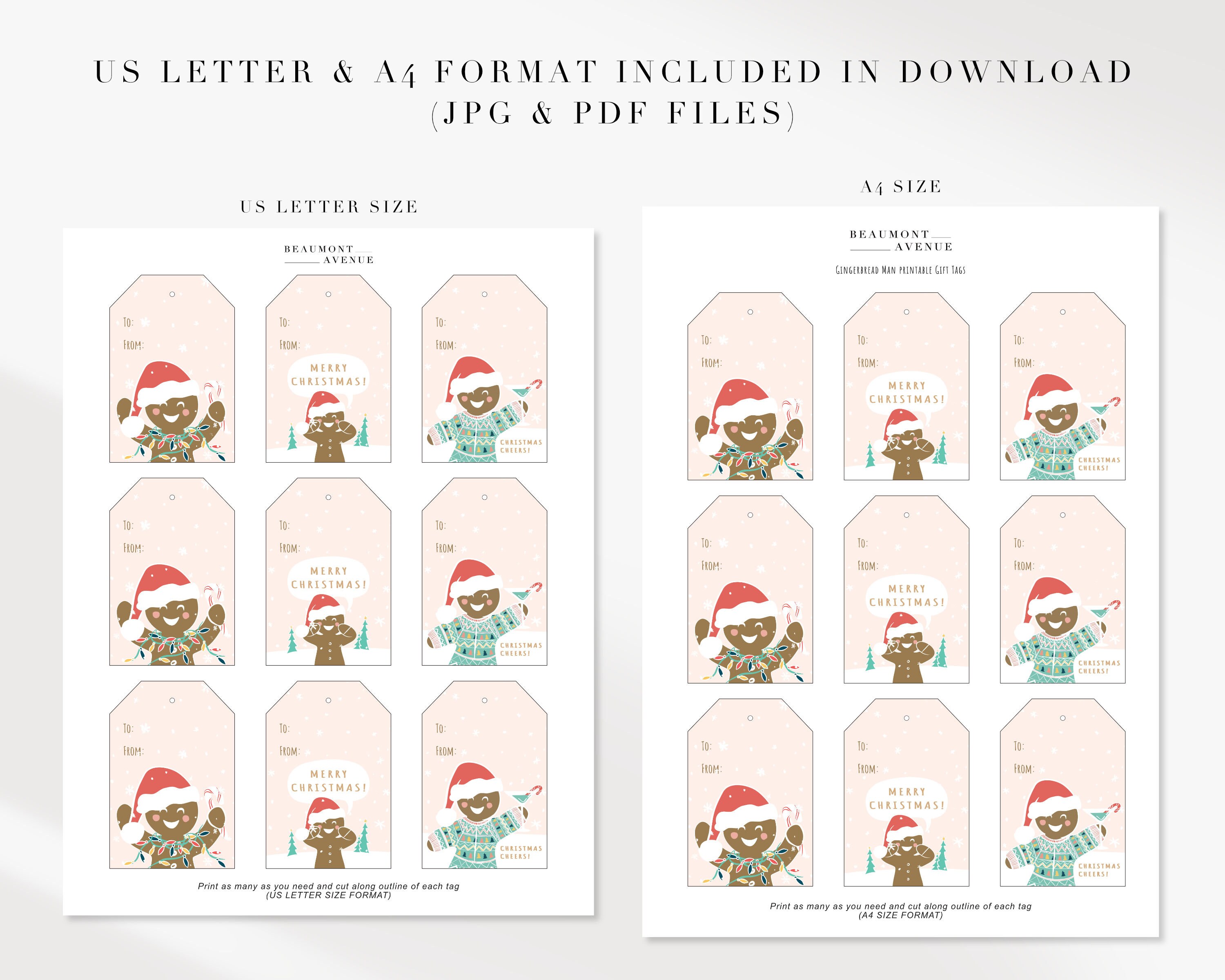 PRINTABLE Christmas Gift Tag, Gingerbread Print, Holiday Gift Label ...