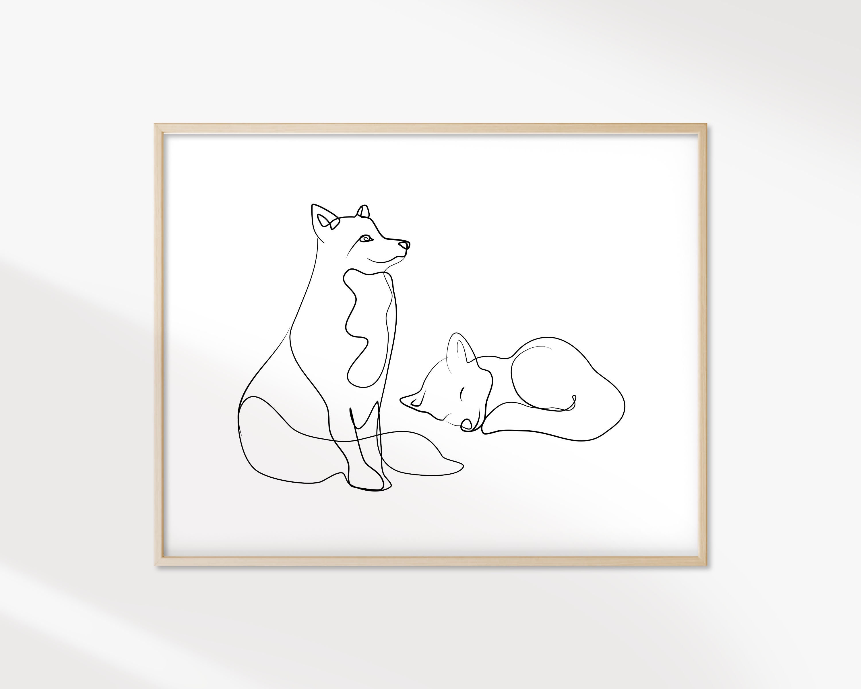 PRINTABLE Fox Line Art Cute Fox Decor for Home Animal Prints | Etsy