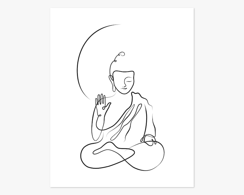 PRINTABLE Meditating Buddha Line Art Peaceful Wall Art - Etsy