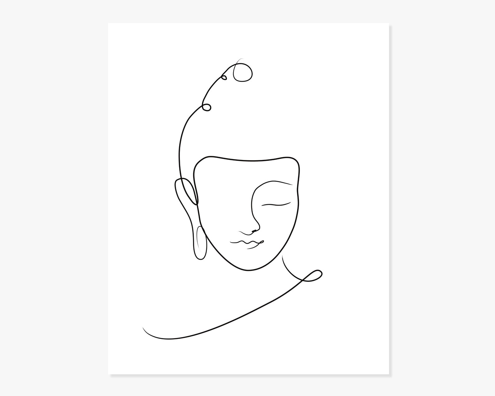PRINTABLE Buddha Line Art Minimalistic Print, Black and White, Minimal ...