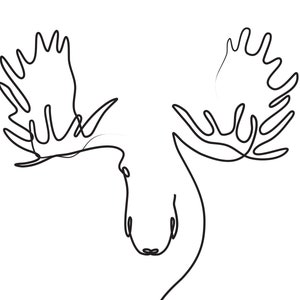 PRINTABLE Moose Line Art Black & White Minimalistic Print, Home Decor ...