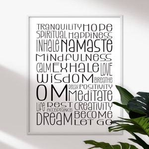 PRINTABLE Buddha Word Art, Calming Wall Art, Mindfulness Poster ...