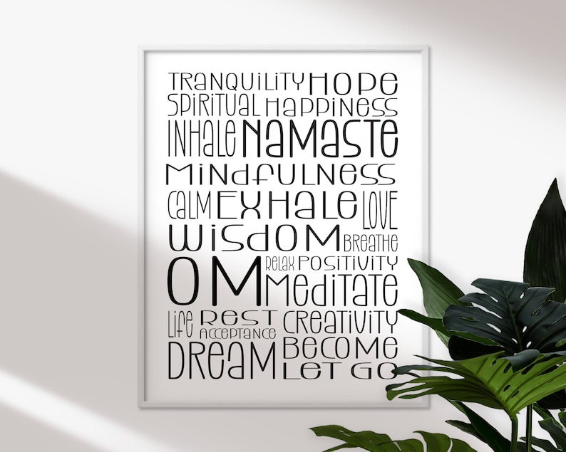 PRINTABLE Buddha Word Art, Calming Wall Art, Mindfulness Poster ...