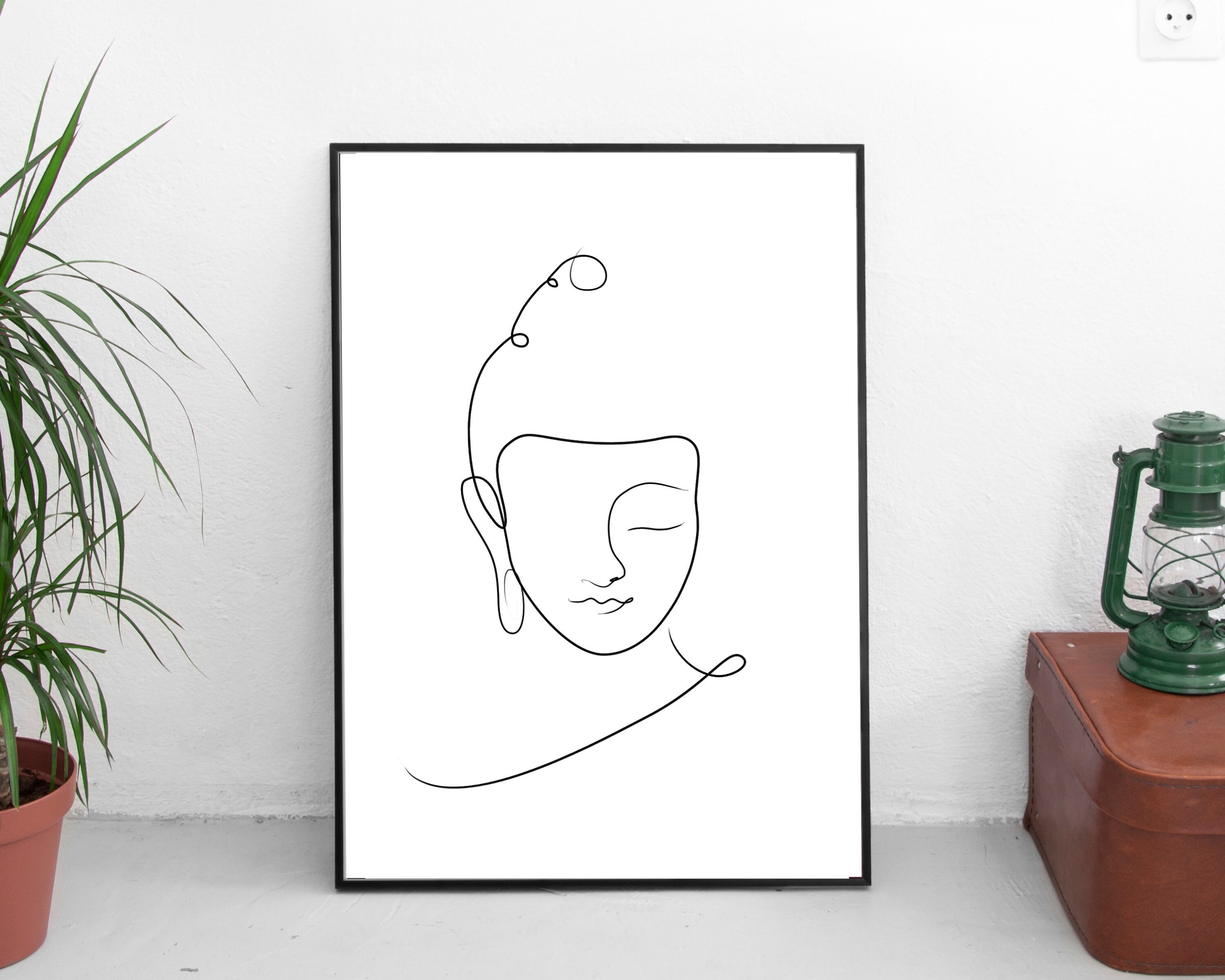 PRINTABLE Buddha Line Art Minimalistic Print, Black and White, Minimal ...