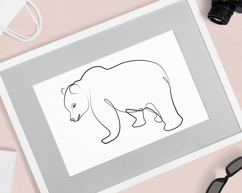 PRINTABLE Bear Single Line Drawing Grizzly Bear Art Animal - Etsy