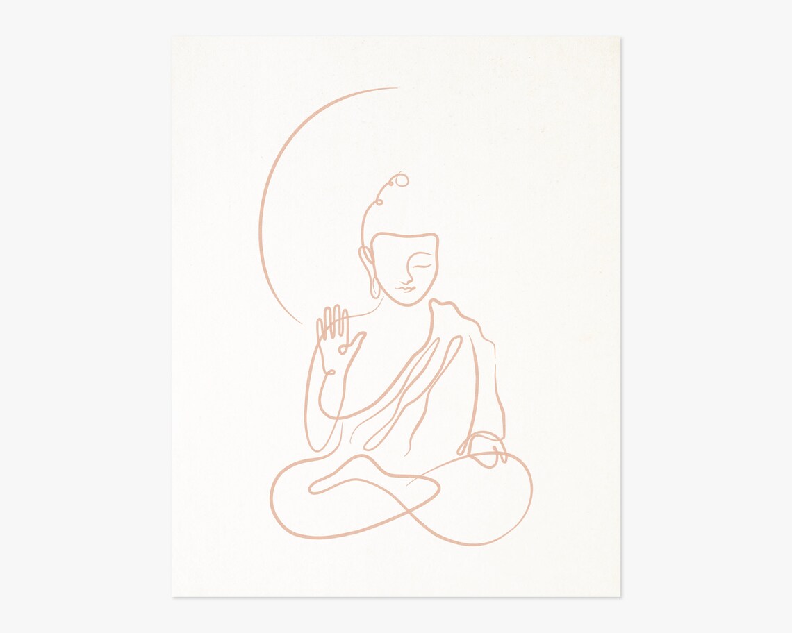 PRINTABLE Beige Meditating Buddha Line Art, Boho Wall Art, Calming Wall ...