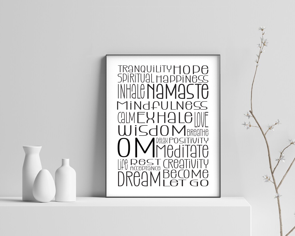 PRINTABLE Buddha Word Art Calming Wall Art Mindfulness | Etsy