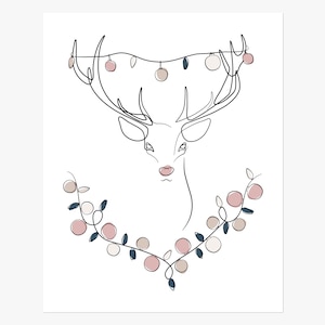 PRINTABLE Christmas Reindeer Line Art Minimalistic Print, Home Decor ...