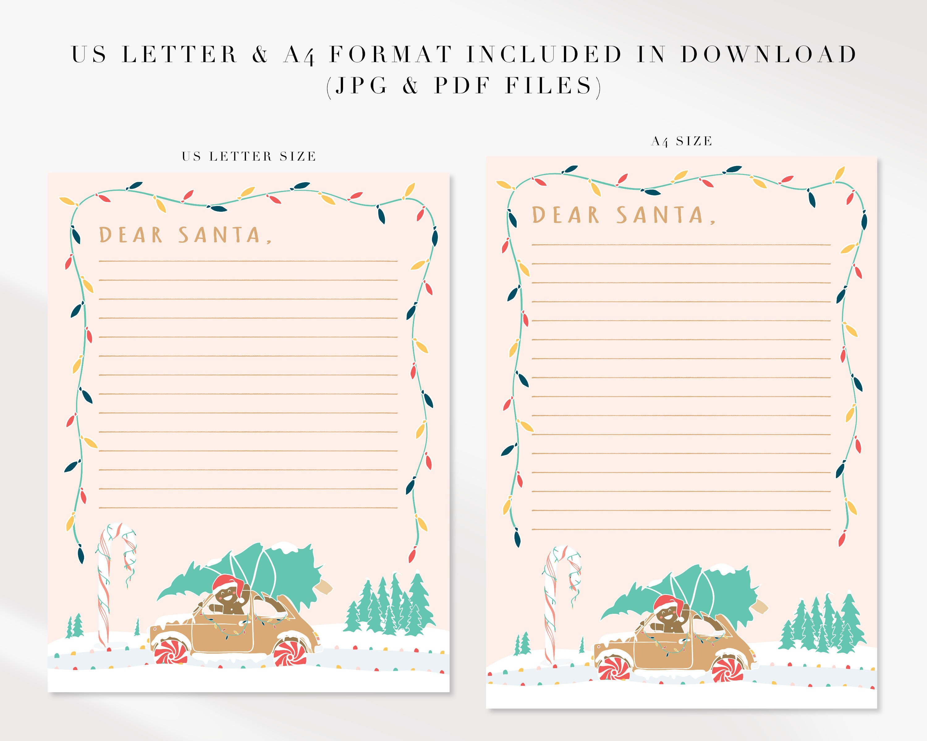 PRINTABLE Letter to Santa for Kids Dear Santa Letter for - Etsy