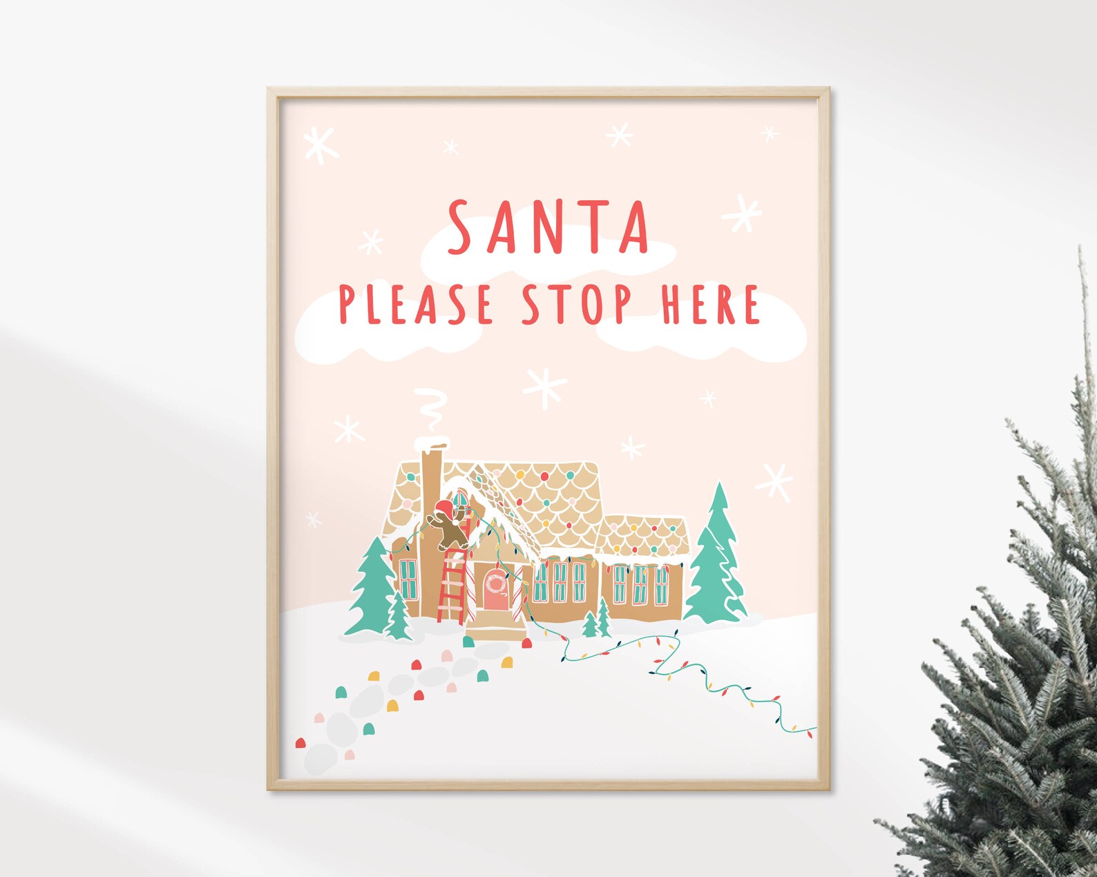 PRINTABLE Santa Pease Stop Here Sign, Christmas Printable, Christmas ...