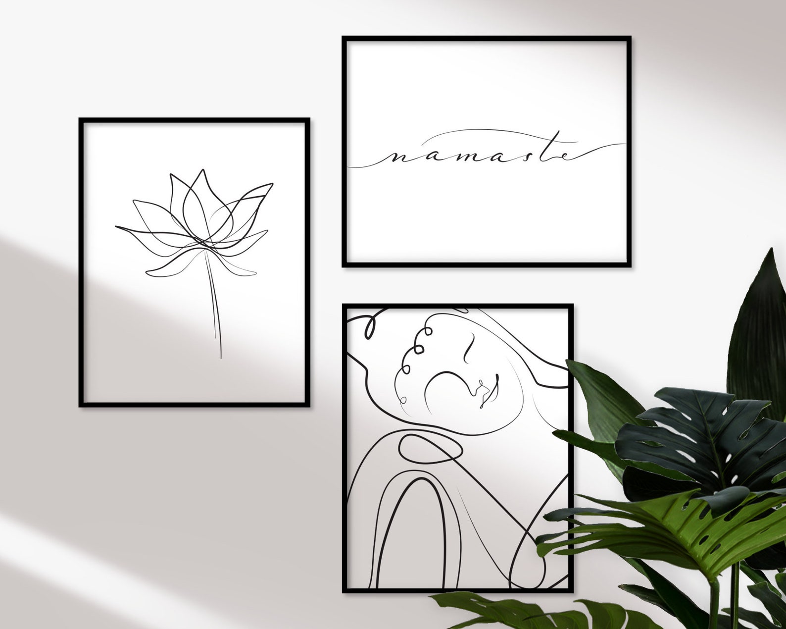 PRINTABLE Set of 3, Spiritual Wall Art, Buddha Line Art, Calming Wall ...
