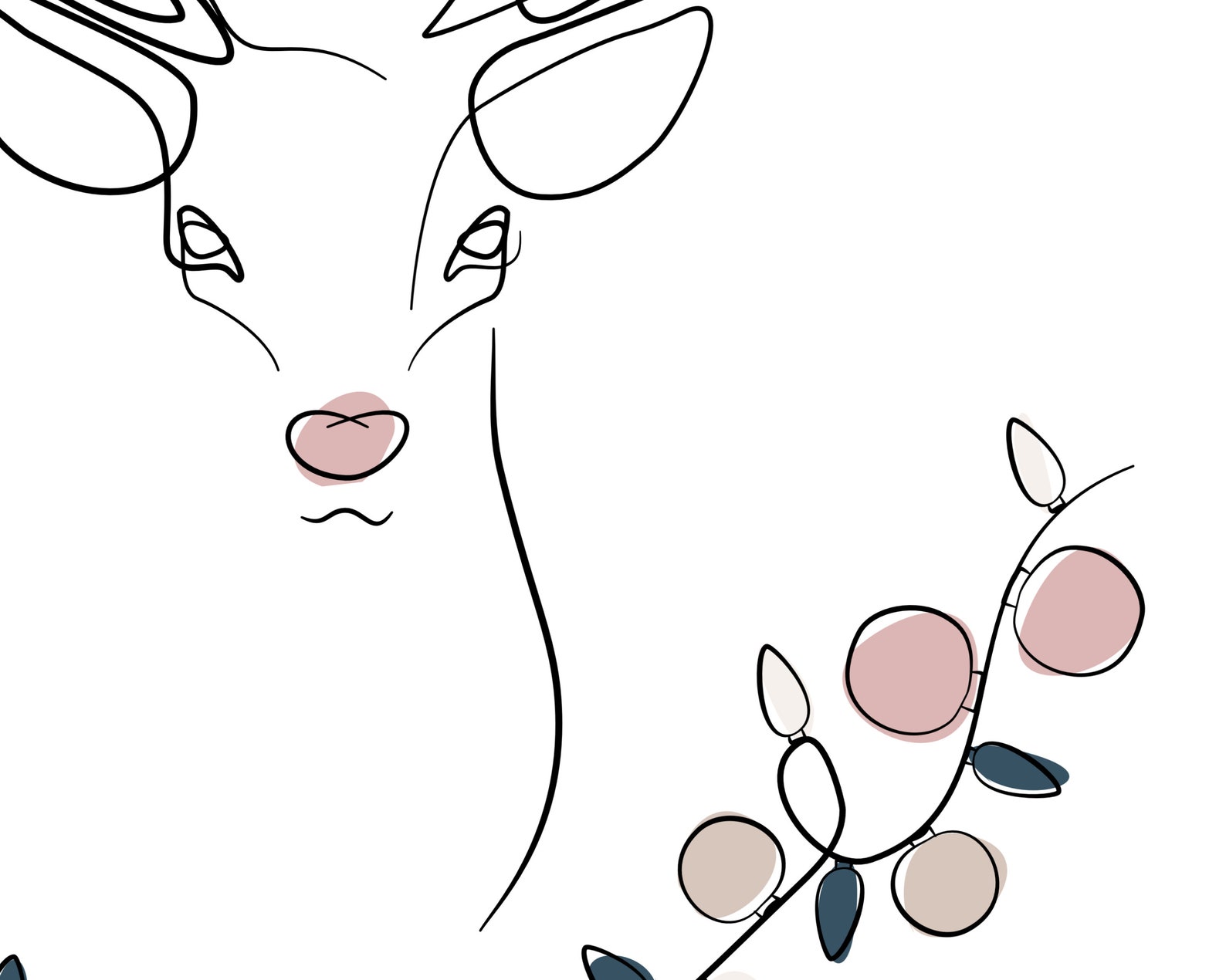 PRINTABLE Christmas Reindeer Line Art Minimalistic Print, Home Decor ...
