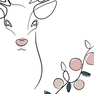 PRINTABLE Christmas Reindeer Line Art Minimalistic Print, Home Decor ...