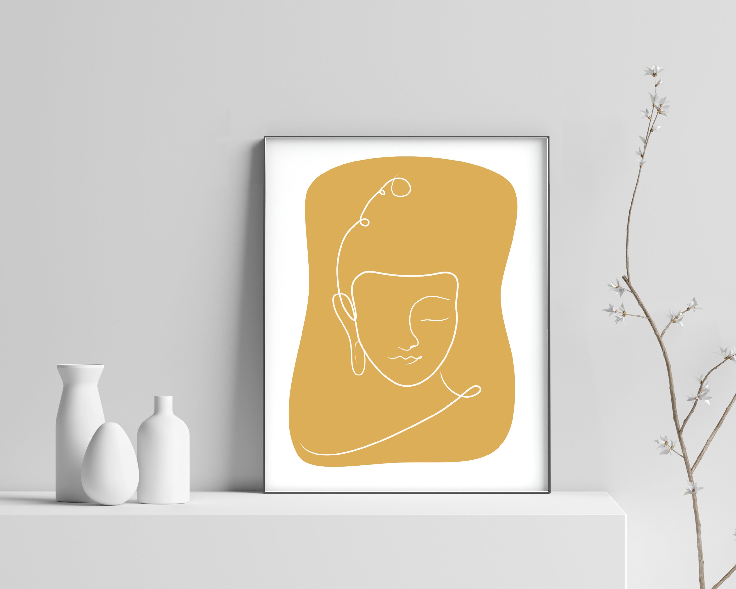 PRINTABLE Buddha One Line Art Drawing, Buddha Minimalistic Print ...