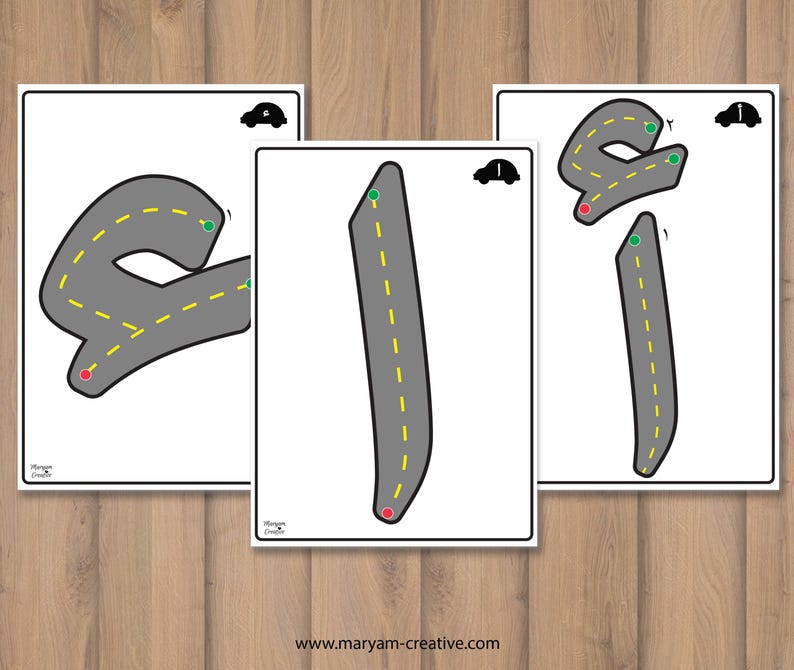 Arabic Alphabet Road Mats, Pre-writing, Tracing Activities, الحروف ...