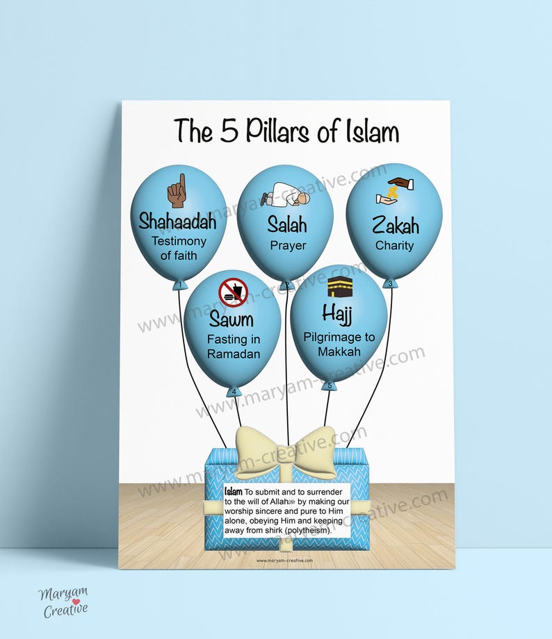 5 Pillars of Islam, A4 Posters, Islam for Kids, Muslim Kids, Tawheed ...