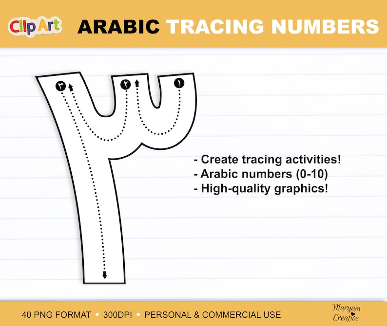 Arabic Numbers, Arabic Numeracy, Clipart, 40 Graphics , PNG, Formation ...