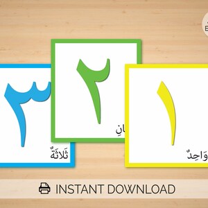 Arabic Numbers Flashcards Colourful Set Arabic Numbers - Etsy
