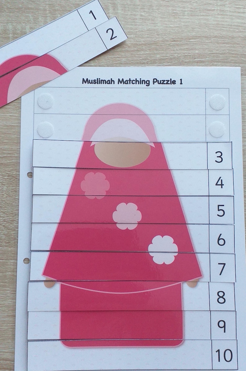 Muslimah Number Puzzle, Matching Activity, Numbers, Quiet Book,islam ...