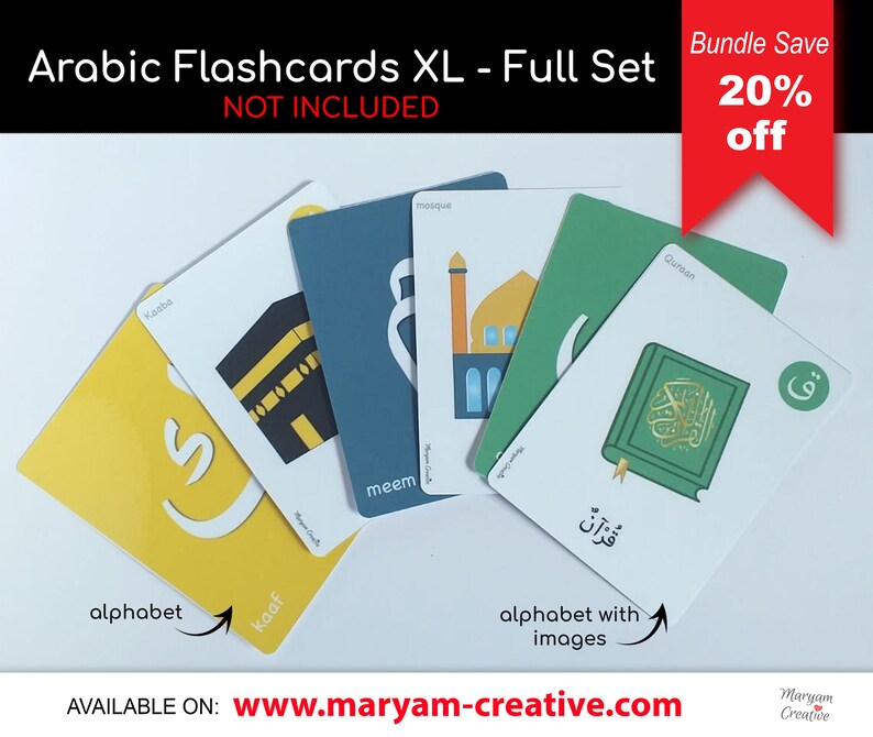 Arabic Alphabet Flashcards Colourful Set XL, Quran, Islam, Homeschool ...