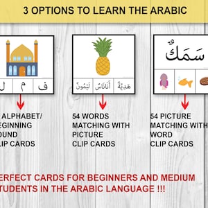 162 Arabic Alphabet Clip Cards, Beginning Sounds Clip Cards, Arabic ...