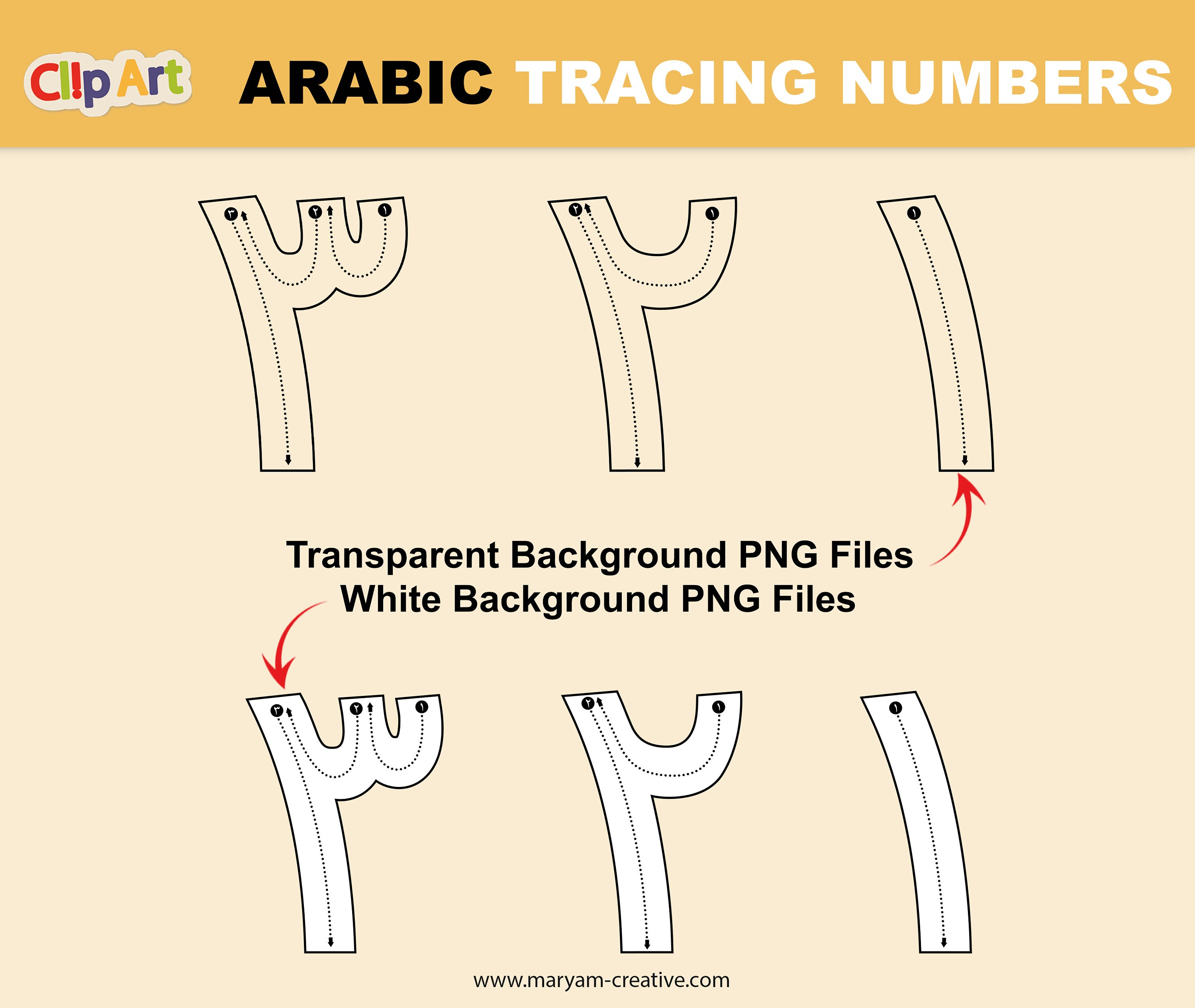 Arabic Numbers, Arabic Numeracy, Clipart, 40 Graphics , PNG, Formation ...