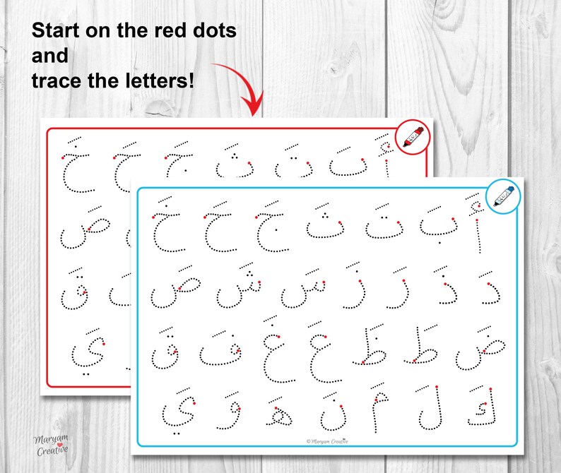 24 Arabic Short Vowels Tracing Mats, Pre-writing, Handwriting, Harakat ...